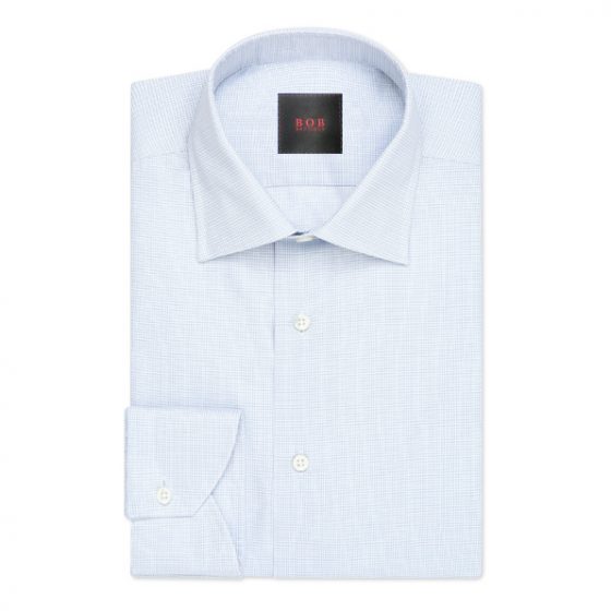 Bob's Light Blue Micro Check Dress Shirt - Bob Boutique